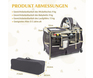 Costway 4-in-1 Reisebett mit Wickelauflage und Vordach, bis 15kg (4 in ...