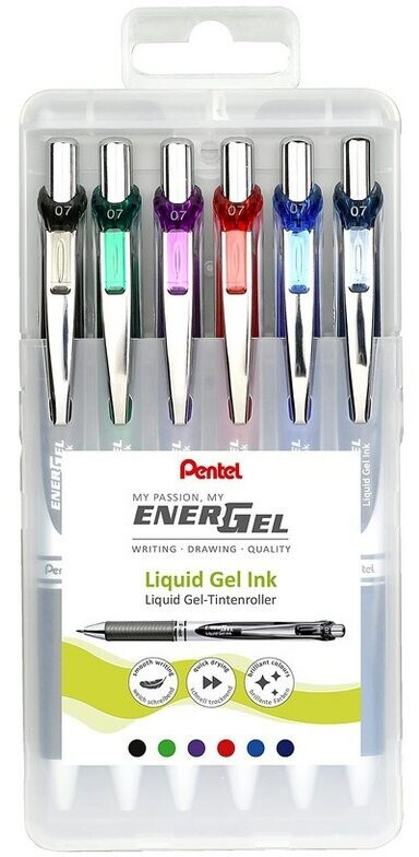 Pentel EnerGel XM Liquid Gel Tintenroller 0,7mm, 6 Farben sortiert ...