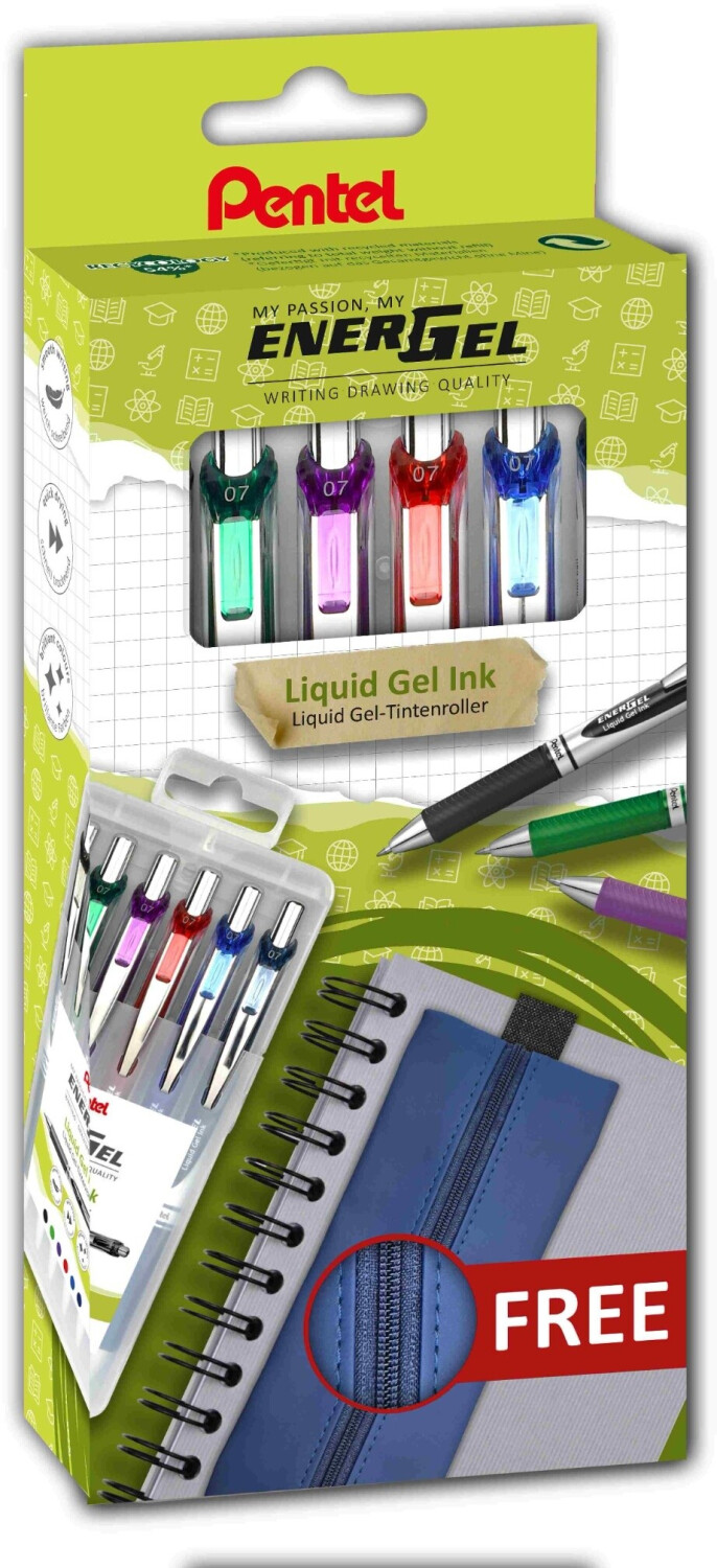 Pentel EnerGel XM Liquid Gel Tintenroller 0,7mm, 6 Farben sortiert ...