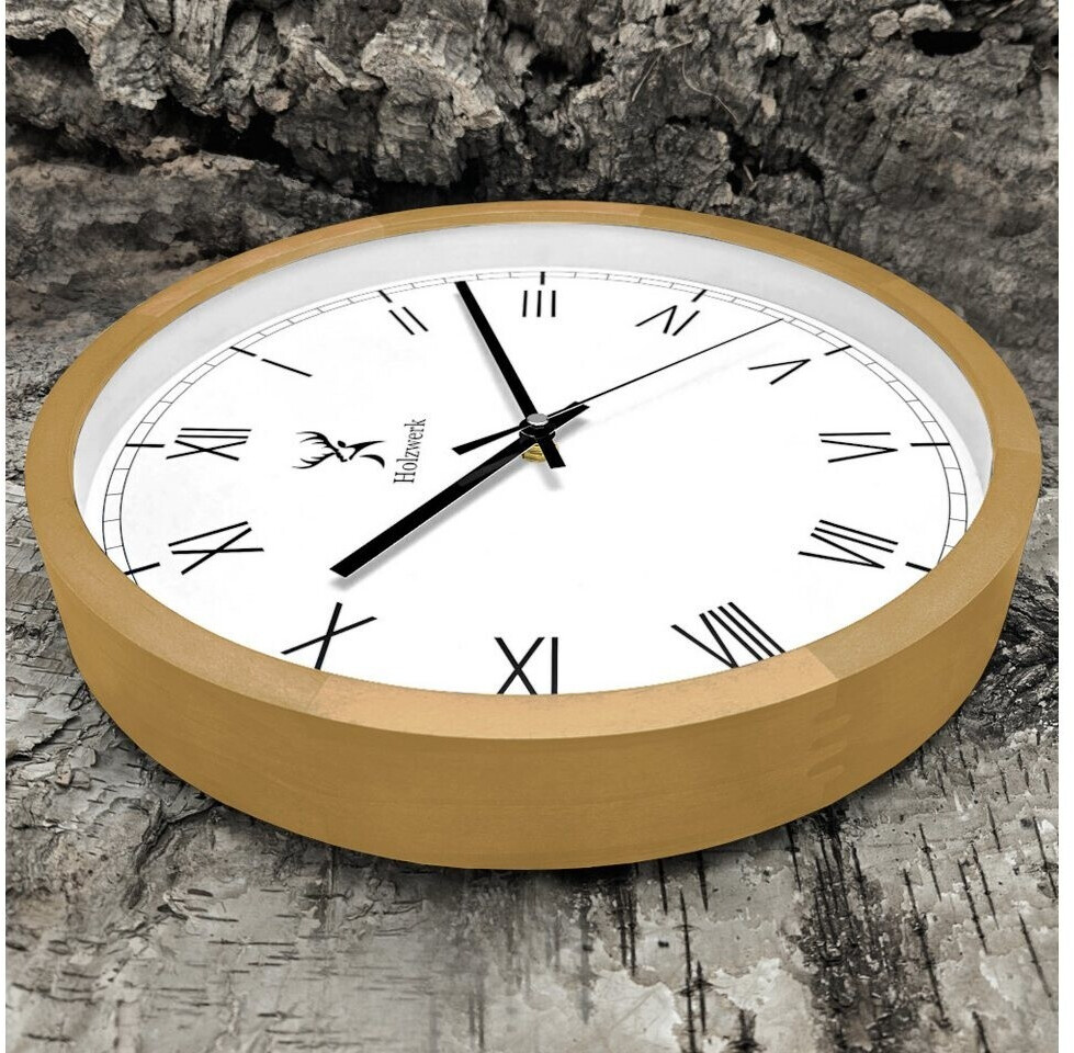 Holzwerk FREIBURG Wanduhr Massivholz, römische Ziffern, 30cm, lautlos ...