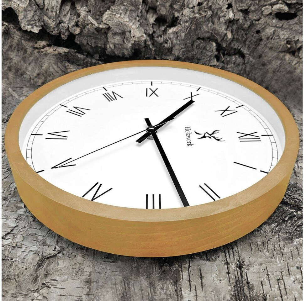 Holzwerk FREIBURG Wanduhr Massivholz, römische Ziffern, 30cm, lautlos ...