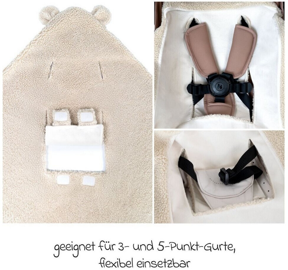 Zamboo Einschlagdecke Teddy Fleece mit Öhrchen & Gurtschlitzen, beige ...