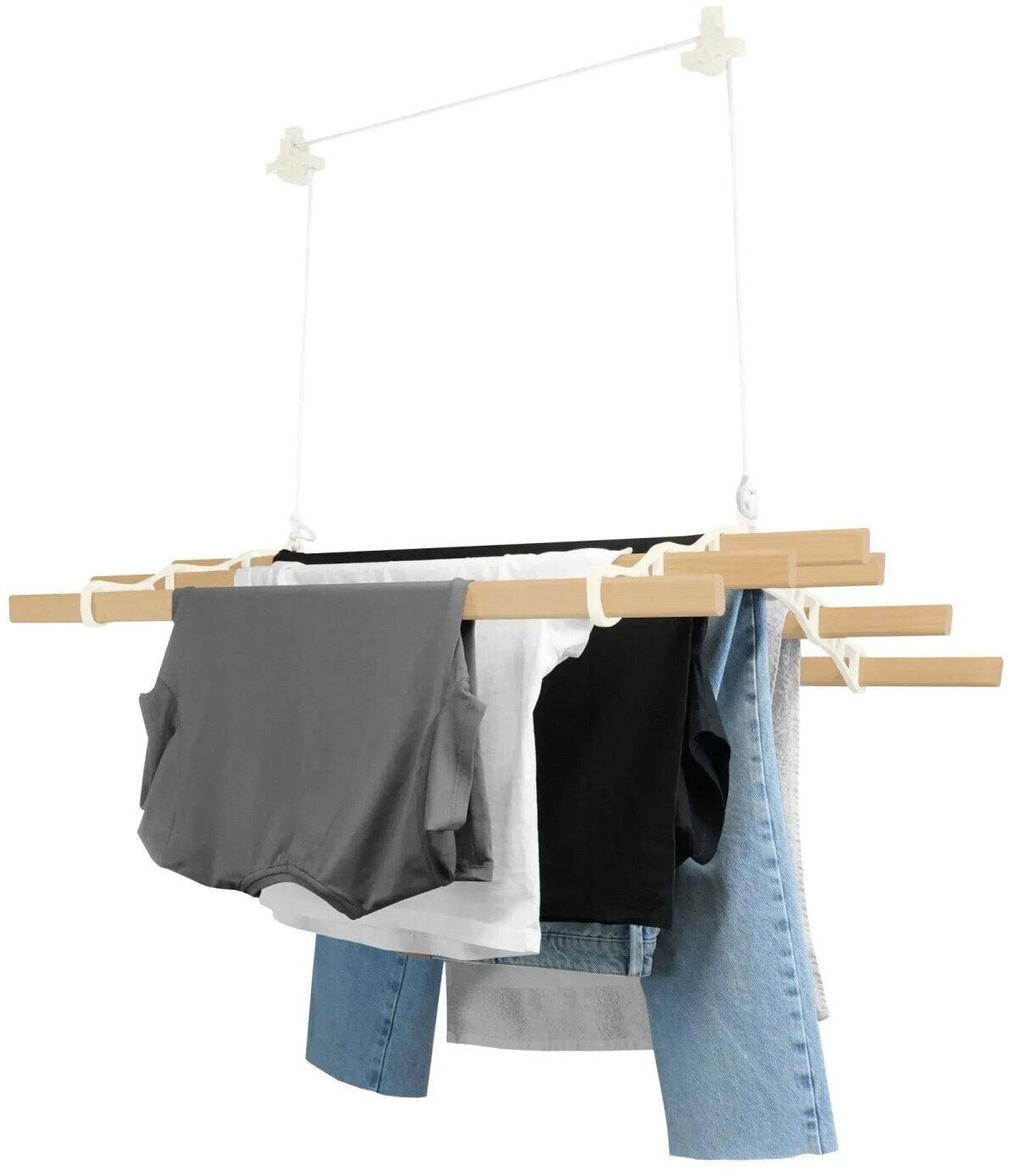MonsterShop Étendoir à Linge Suspendu au Plafond 6 Lattes, 2,4m, ivoire ...