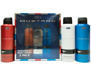 Mustang Trio Déodorant Spray Coffret 3x200ml (Rouge, Blanc, Bleu) au ...