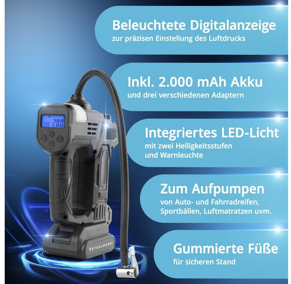 Stahlwerk ADK-20 ST Akku-Druckluftkompressor (mit 1 Akku 2 Ah ...