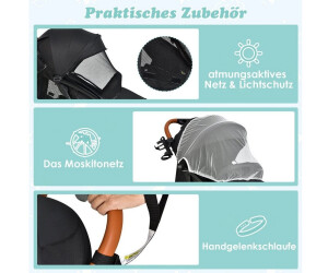 Costway Kinder-Buggy faltbar mit Verdeck & Becherhalter, schwarz ...