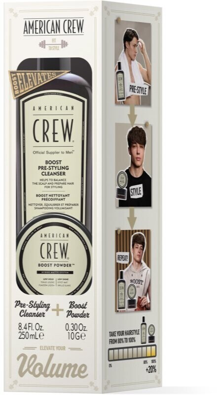 American Crew Boost Duo Care Set, limpiador pre-peinado 250ml + Boost ...