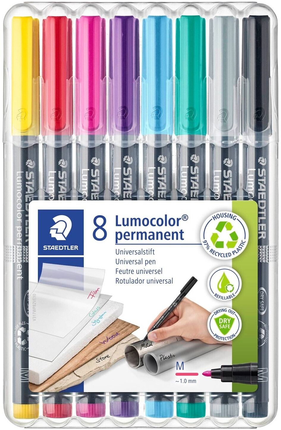 Staedtler Lumocolor 317M Permanent-Marker M, farbig sortiert, 8er-Set ...