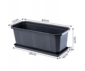 Kadax Balkonblumenkasten mit Untersetzer und 2 Griffen, 40cm, anthrazit ...
