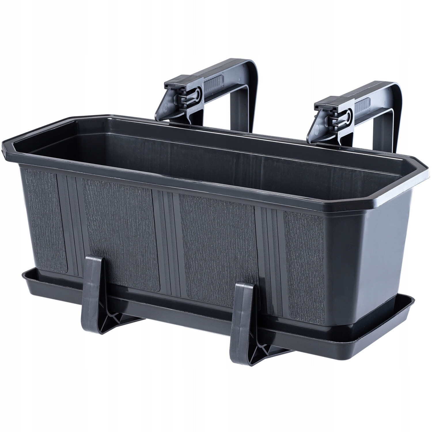 Kadax Balkonblumenkasten mit Untersetzer und 2 Griffen, 40cm, anthrazit ...