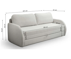 Selsey Diego 3-Sitzer-Schlafsofa mit Bettkasten, hellgrau ab 729,99 ...