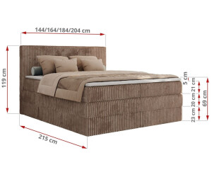 MKS Tiliano King Boxspringbett 160x200cm, Cord, braun, mit Bettkasten ...