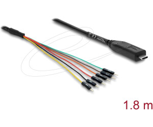 DeLock Konverter USB 2.0 Typ-C zu UART TTL 5V, 6x Pfostenstecker, 1,8m ...