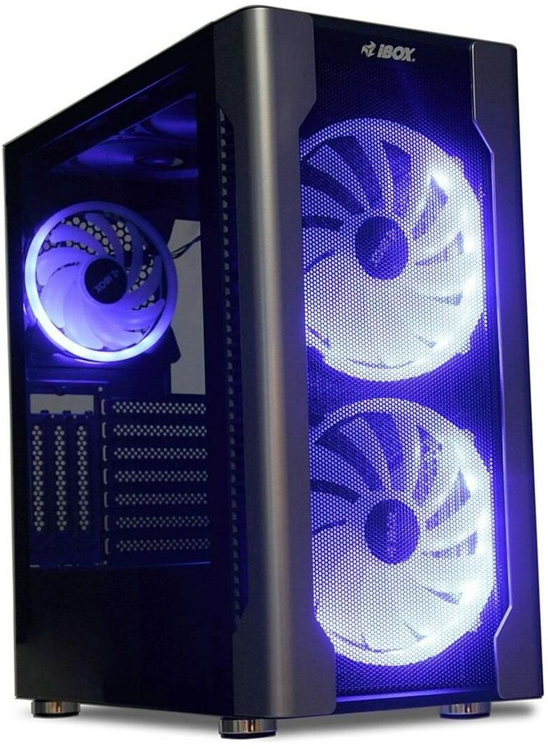 iBOX CHIRON ZH68 Midi-Tower-Gehäuse, 2x200mm RGB, gehärtetes Glas (ZH68 ...