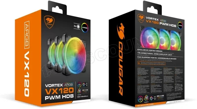 Cougar Vortex ARGB VX120 Ventilateur Boîtier 120mm PWM Pack de 3 au ...