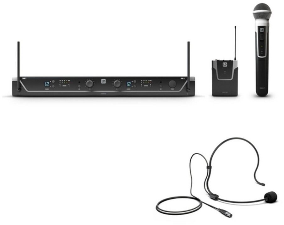 LD Systems U305 HBH 2 Funkmikrofon-System mit Bodypack, Headset und ...