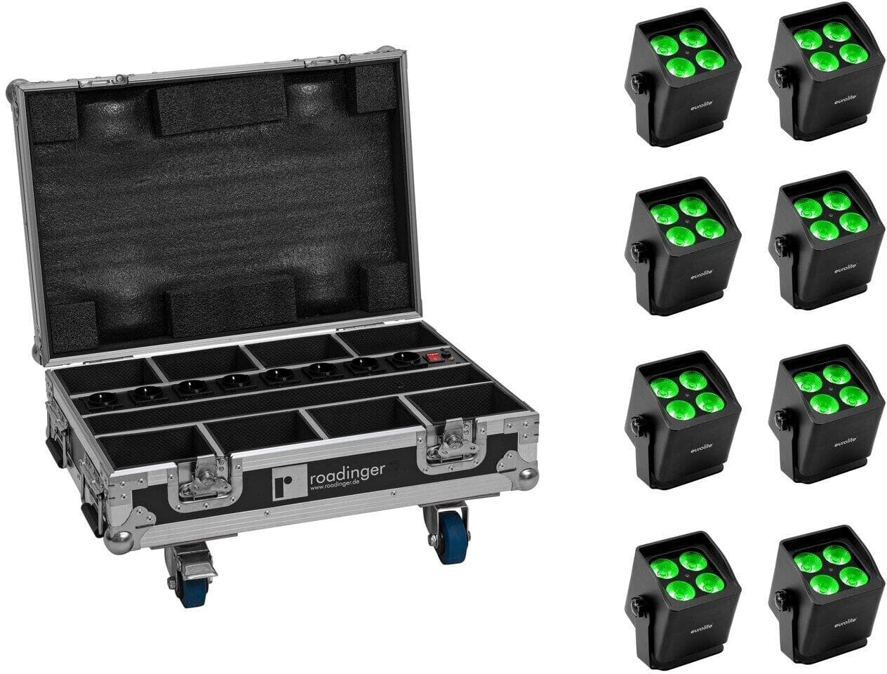 Eurolite AKKU Mini IP UP-4 QCL Spot MK2 8er-Set + Ladekoffer (20001006 ...