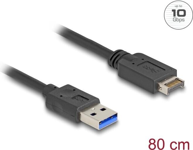 DeLock USB 10Gbps Kabel Typ-E Key A 20-Pin zu Typ-A, 80cm (85411) ab 12 ...