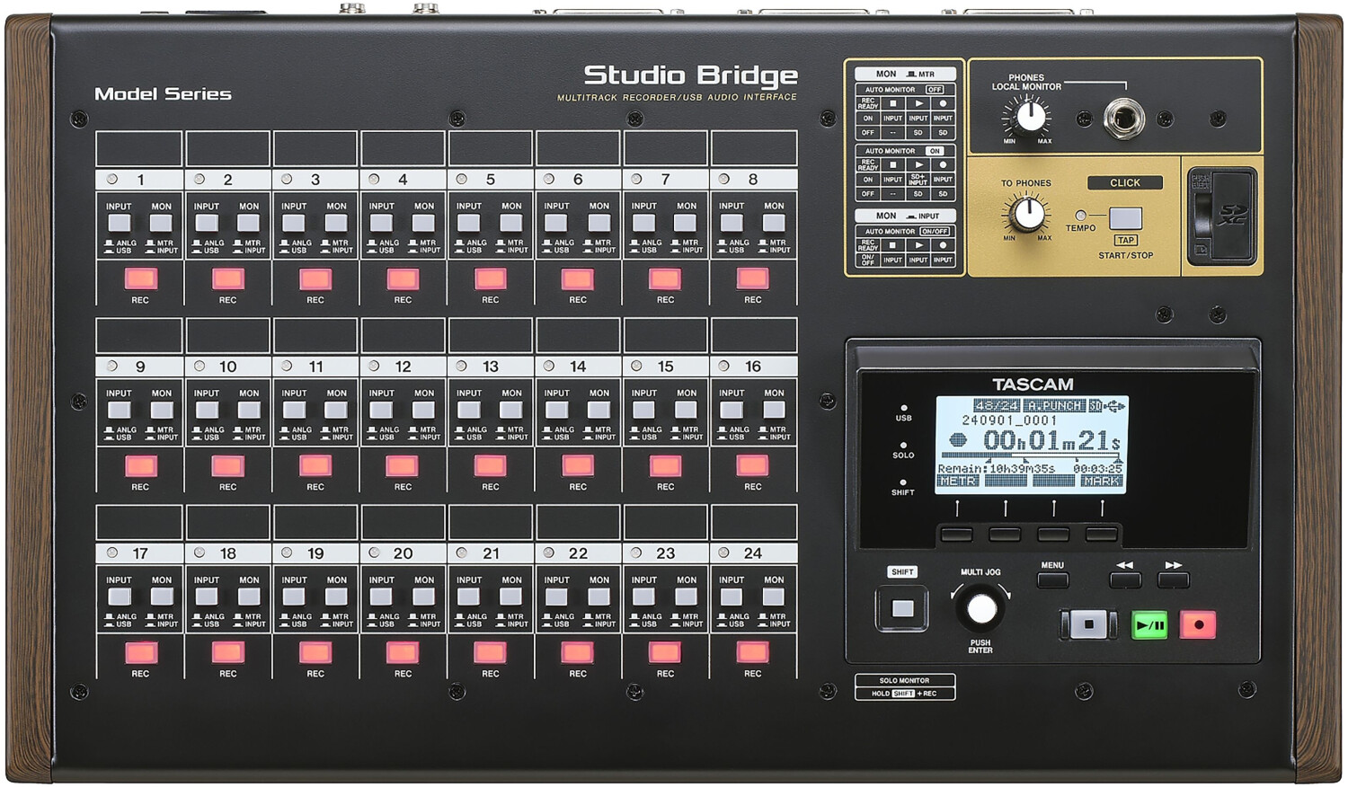 Tascam Studio Bridge 24-Track Audio-Recorder & USB-Interface mit MIDI ...