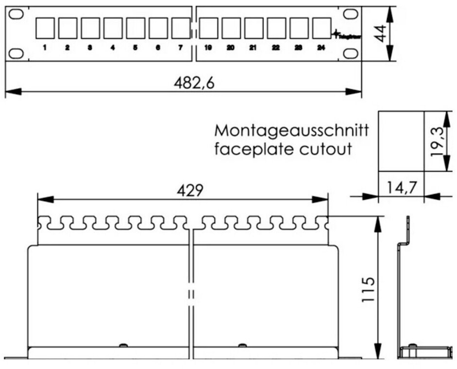 Telegärtner 19Z Modulträger 1HE RAL7035 inkl. KAF (100007021) ab 154,77 ...