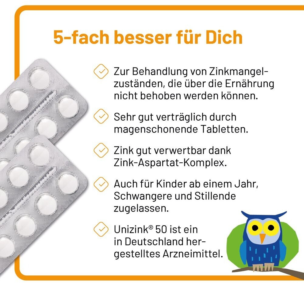 Unizink 50 Tabletten magensaftresistent (50 Stk.) ab 6,66 ...