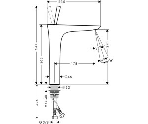 Hansgrohe PuraVida 240 Mitigeur de lavabo surélevé pour vasque libre ...