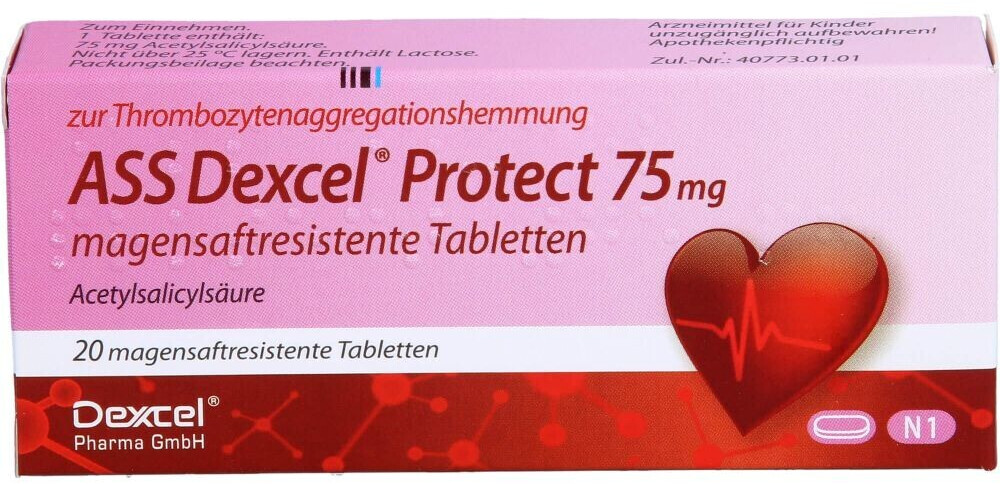 ASS Dexcel Protect 75 mg magensaftresistente Tabletten (20 Stk.) ab 0 ...