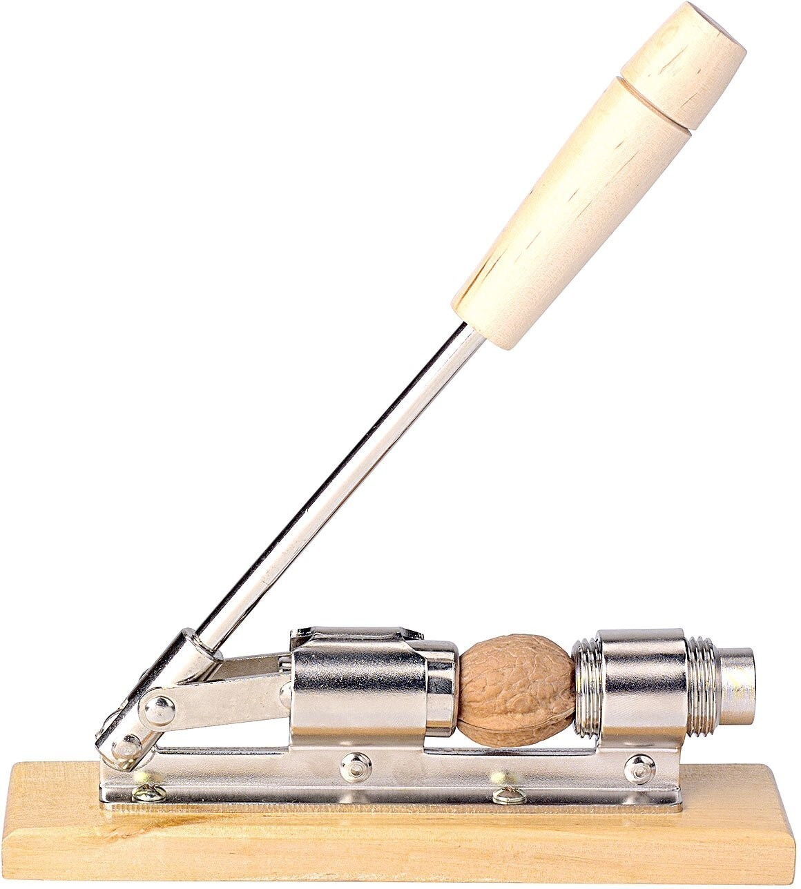 Rosenstein & Söhne Retro Design-Nussknacker aus Holz und verchromtem ...