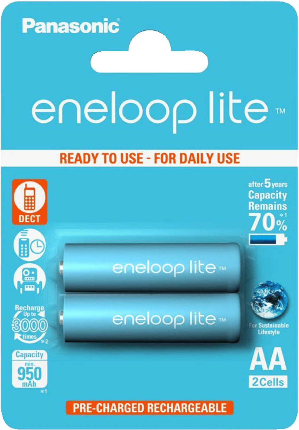 Panasonic Eneloop Lite Ready To Use 2 Aa Nimh 1 2v 950 Mah 2 St Au