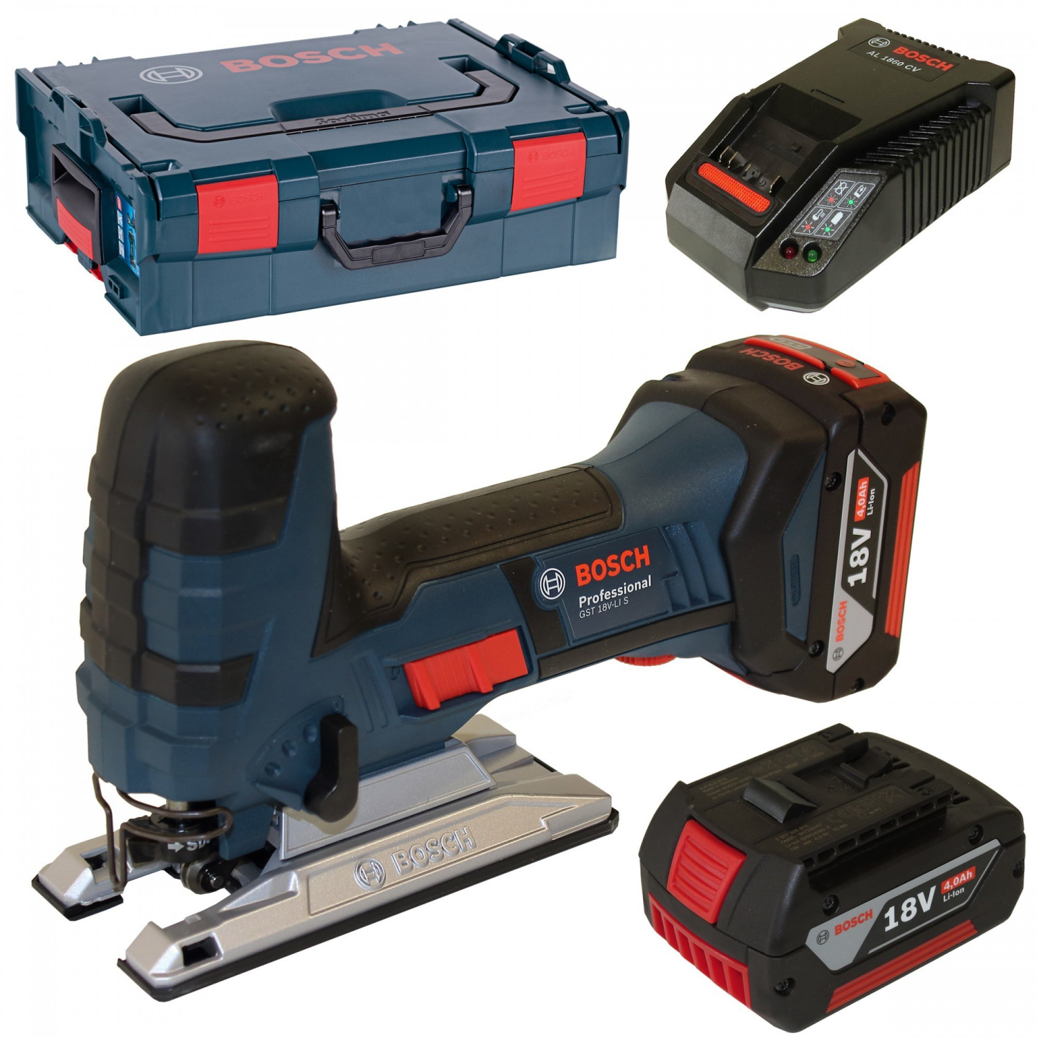 Bosch GST 18 V-LI S Professional 2 x 4,0 Ah in L-Boxx (0 601 5A5 102 ...