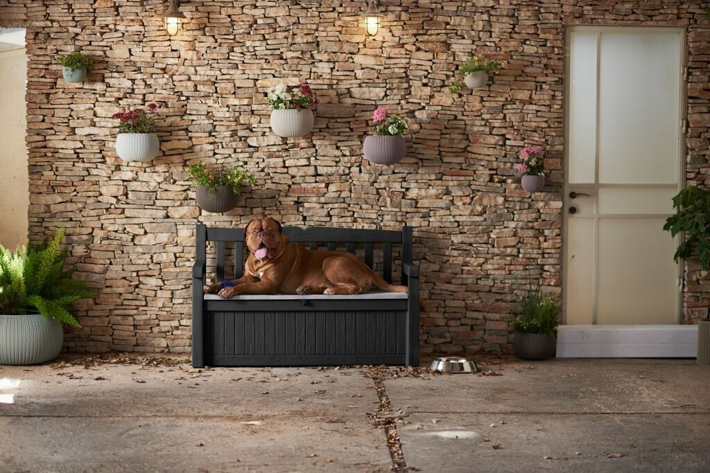 Keter Eden Gartenbank mit Truhe 2 Sitzer anthrazit ab 141 50 Preisvergleich bei idealo