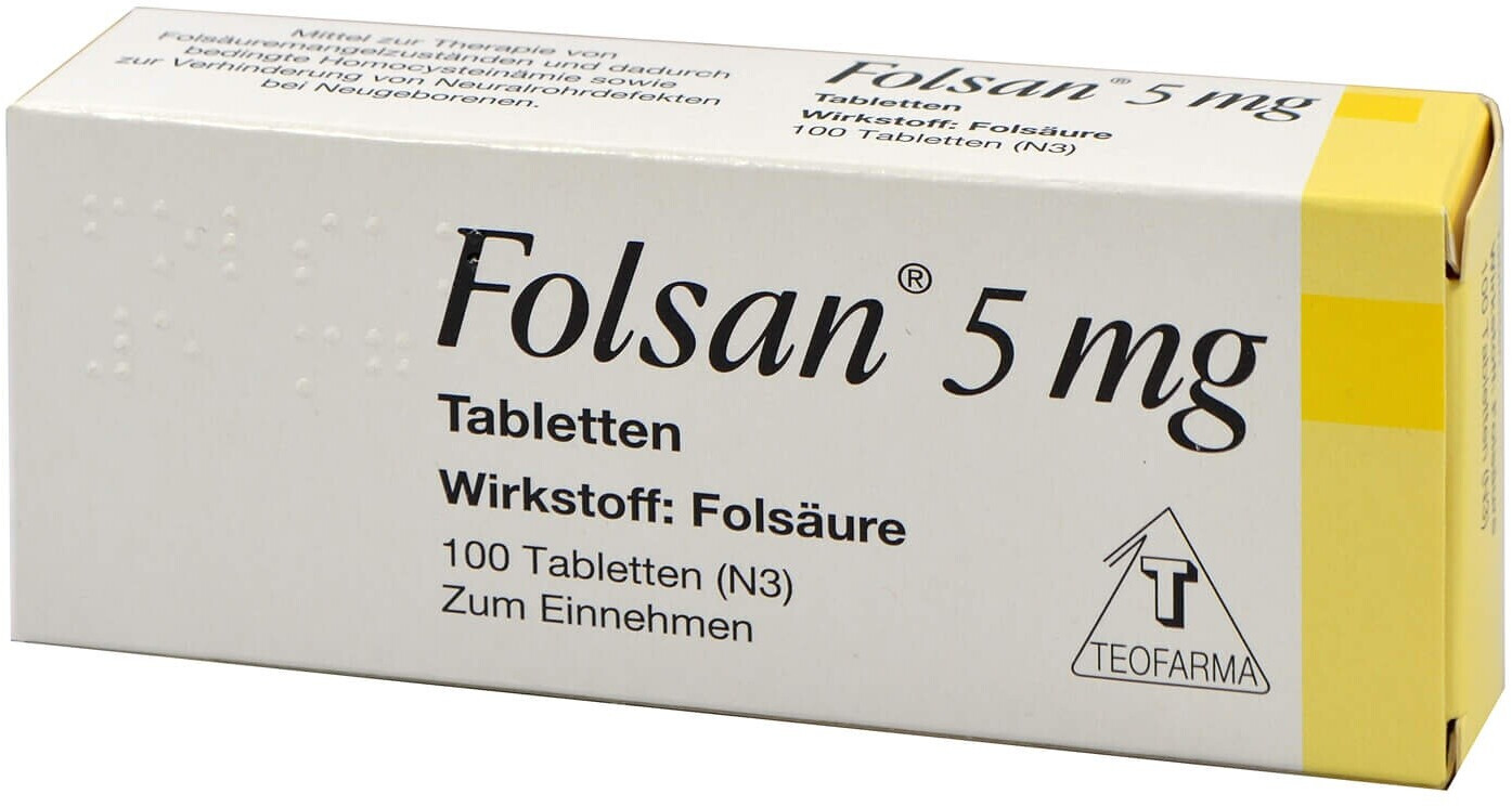 Folsan 5 mg Tabletten (100 Stk.) ab 8,01 € | Preisvergleich bei idealo.de