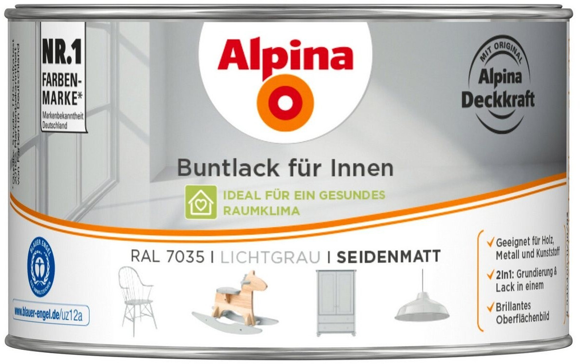 Alpina Farben Buntlack für Innen lichtgrau 300 ml, seidenmatt ab 9,80 € | Preisvergleich bei ...