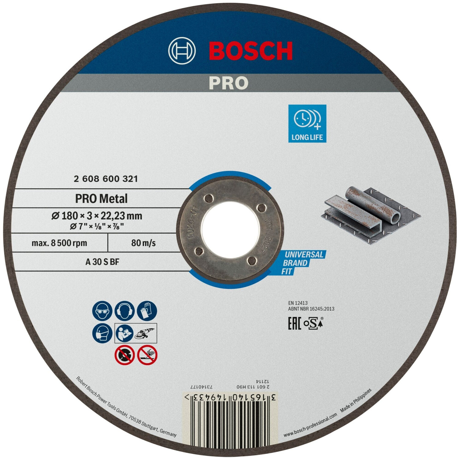 Bosch Disque à tronçonner pour métaux Ø180 mm (2608600321) au meilleur ...