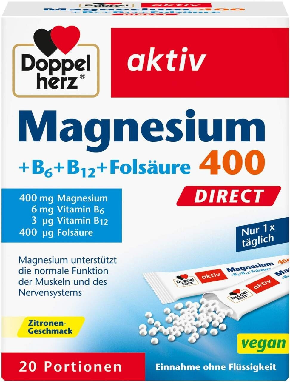 Doppelherz Magnesium 400 Direct + B6 + B12 + Folsäure ab 3,05 ...