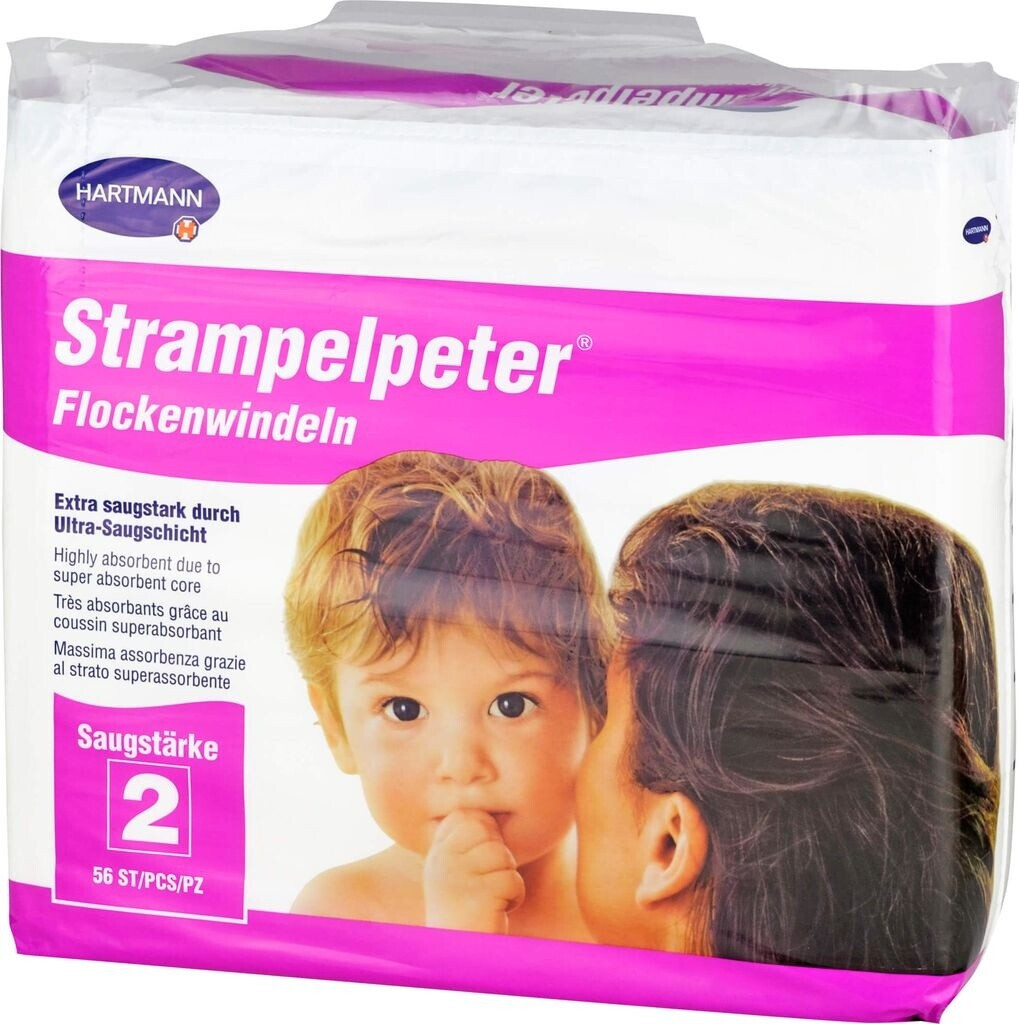 Hartmann Strampelpeter Flockenwindeln Saugstärke 2 35x11cm (56 Stück ...