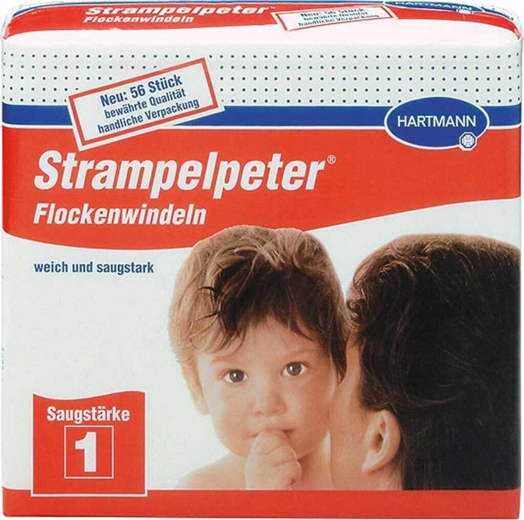 Hartmann Strampelpeter Flockenwindeln Saugstärke 1 35x11cm (56 Stück ...