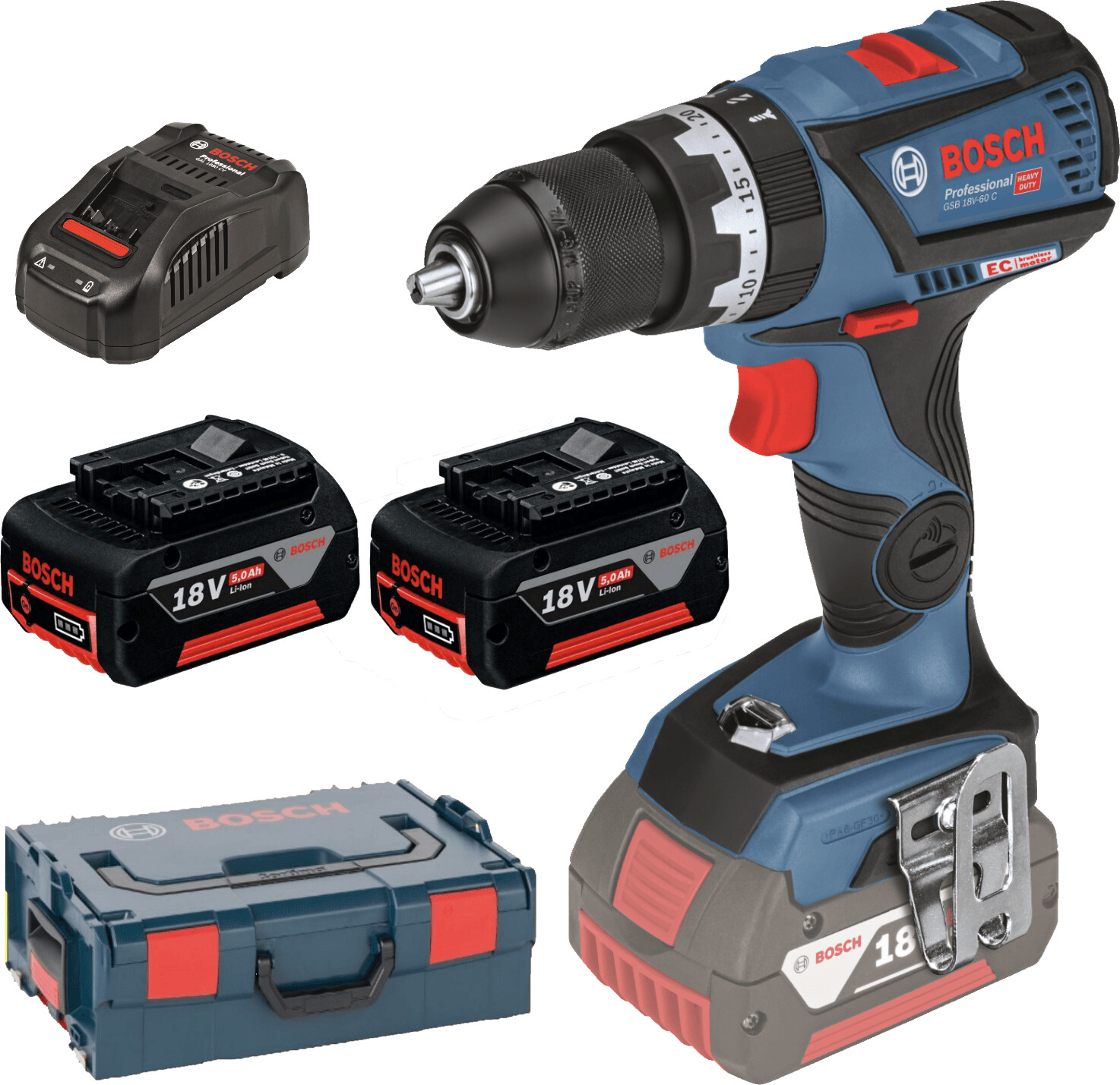 Bosch GSB 18V-60C Professional 2 x 5,0 Ah + L-Boxx (0 601 9G2 101) ab € ...