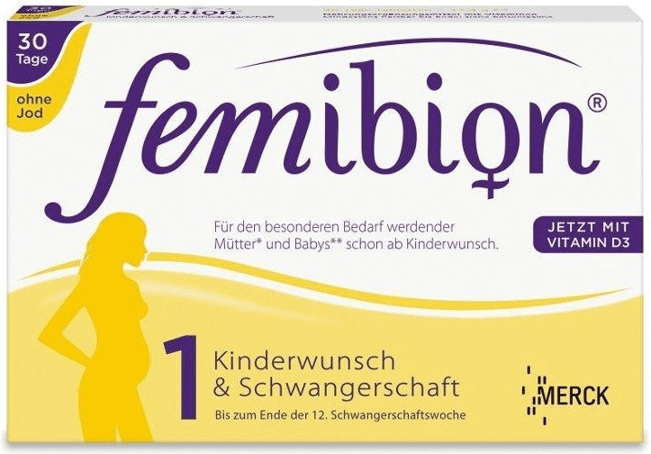 Merck femibion Schwangerschaft 1 D3 + 800 µg Folat ohne Jod Tabletten ...