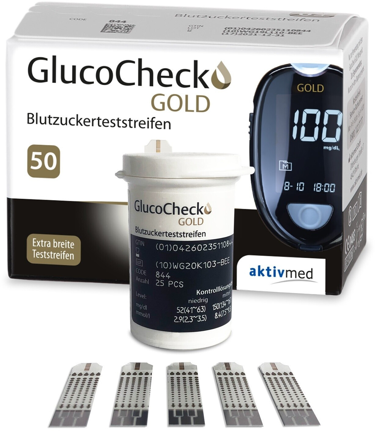 Aktivmed GlucoCheck Gold Blutzuckerteststreifen (50 Stk.) ab 13,90 ...