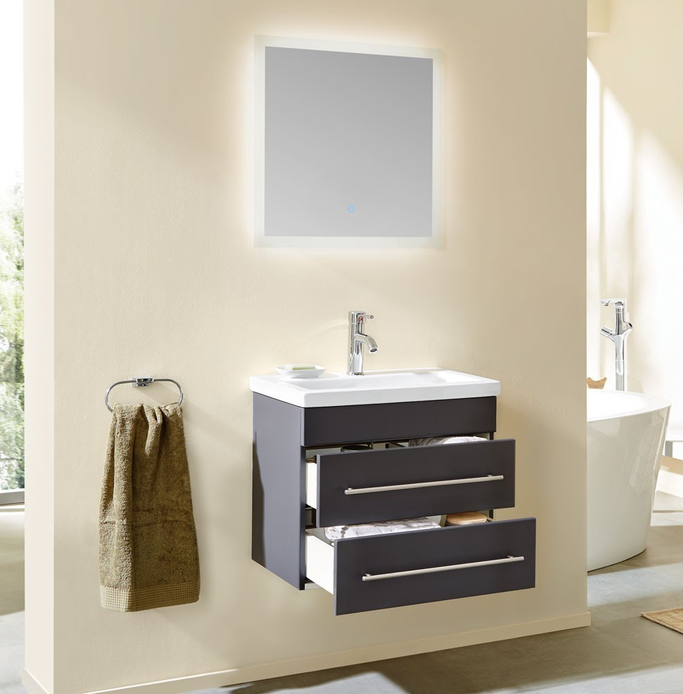 Emotion Mars 600 2-tlg. mit LED Spiegel SlimLine anthrazit seidenglanz ...