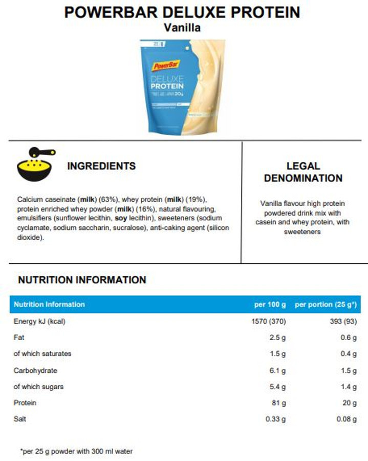 PowerBar Deluxe Protein 500g Vanilla ab 17,95 € | Preisvergleich bei ...