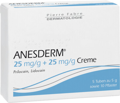 Anesderm 25mg/g + 25mg/g Creme + Pflaster Kombipackung (5x5g + 10 Stk ...