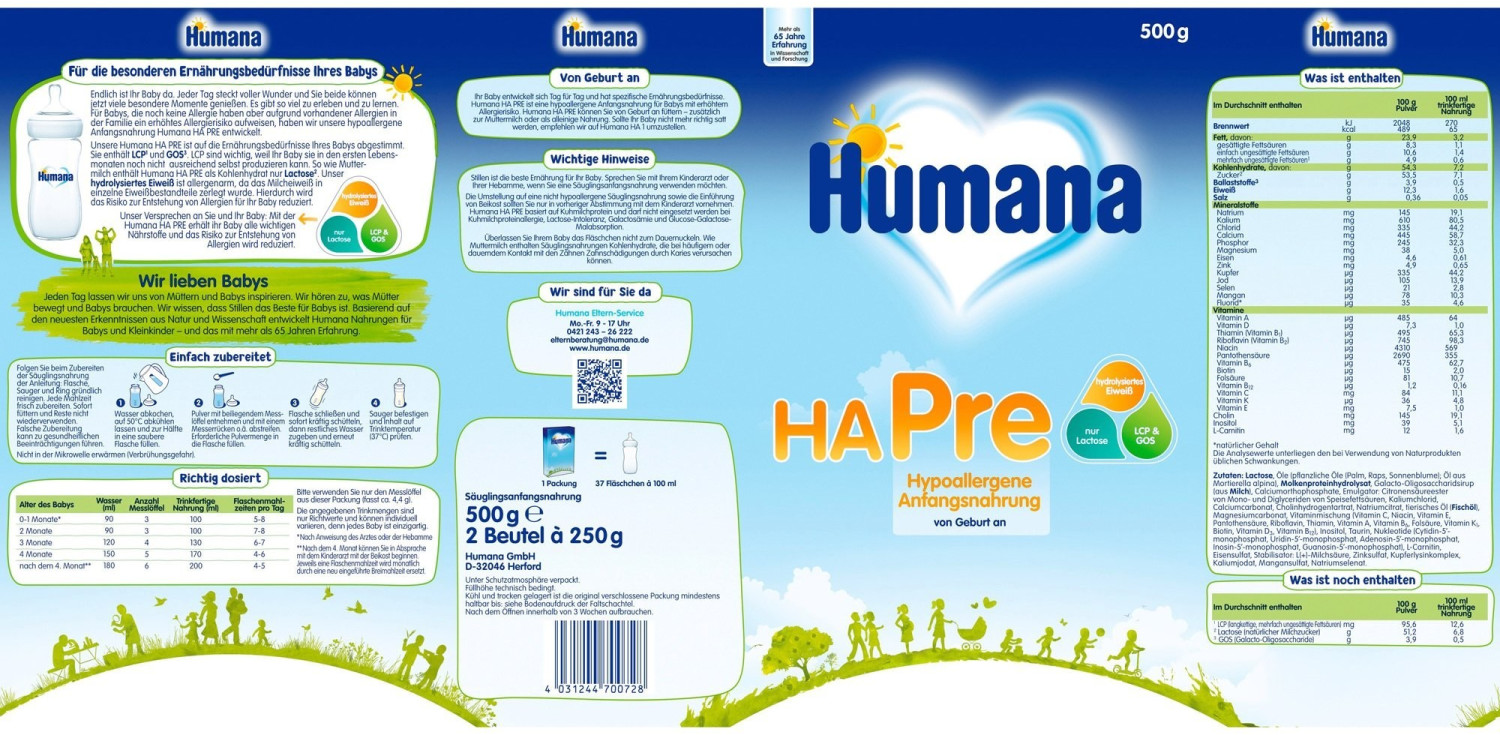 Humana Ha Pre Anfangsnahrung 2019 (500 g) ab 8,90 € | Preisvergleich ...