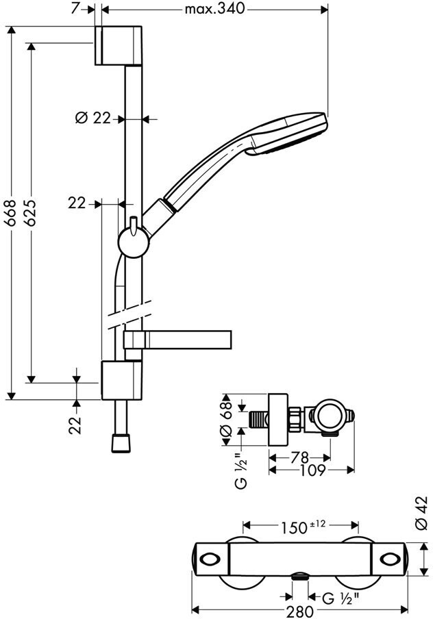 Hansgrohe Croma 100 Brausesystem Aufputz Multi Mit Ecostat Comfort