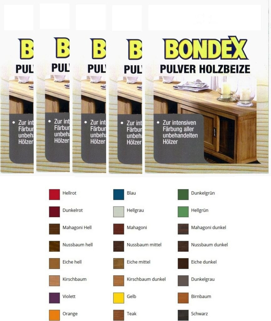 Bondex Pulver Holzbeize 12,5 g ab 6,49 € | Preisvergleich bei idealo.de
