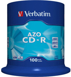 Verbatim CD-R 700MB 52x AZO Crystal 100er Spindel ab 37,40 ...