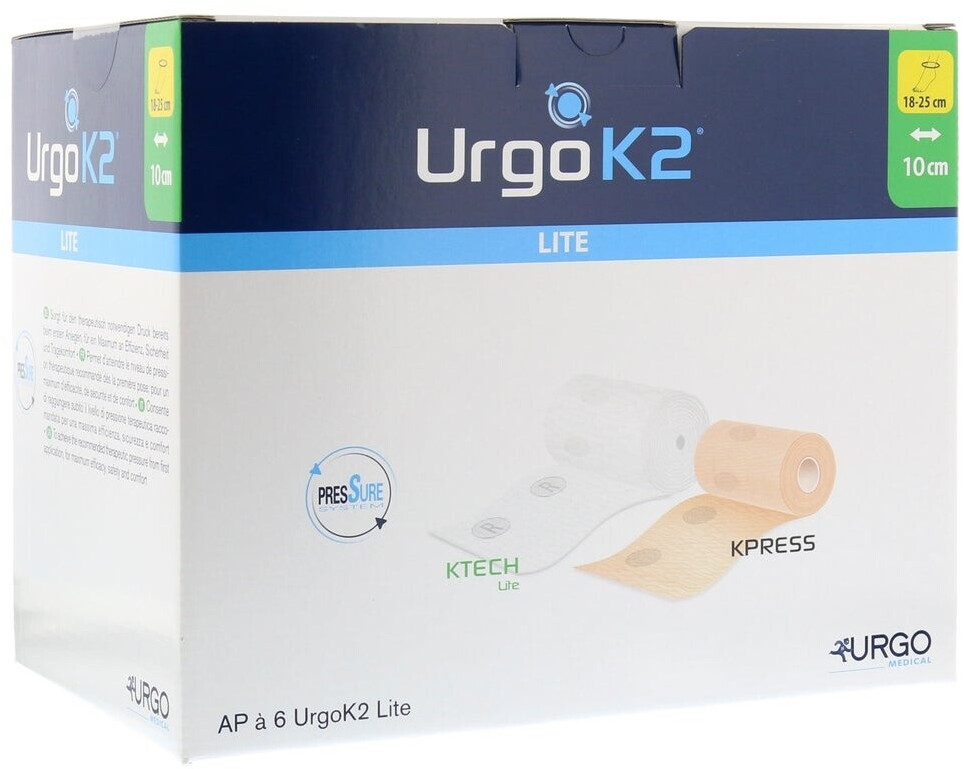 Urgo Urgok2 Lite Kompressionssystem 10 cm Knöchelumfang 18-25 cm (6 Stk ...