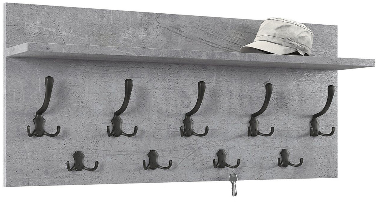 designimpex Garderobenpaneel Finlo 90x40 cm matt Beton Schwarz (Finlo ...