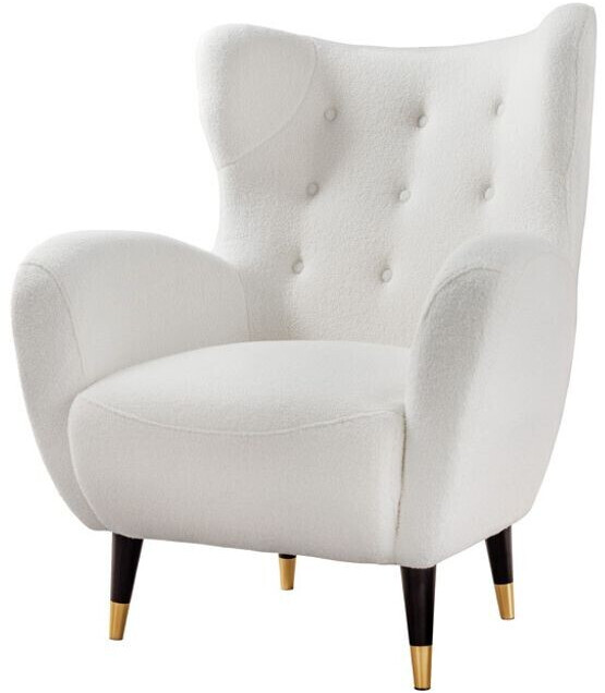 Riess-Ambiente Retro Design Sessel DON weiß Bouclé Stoff Federkern ...